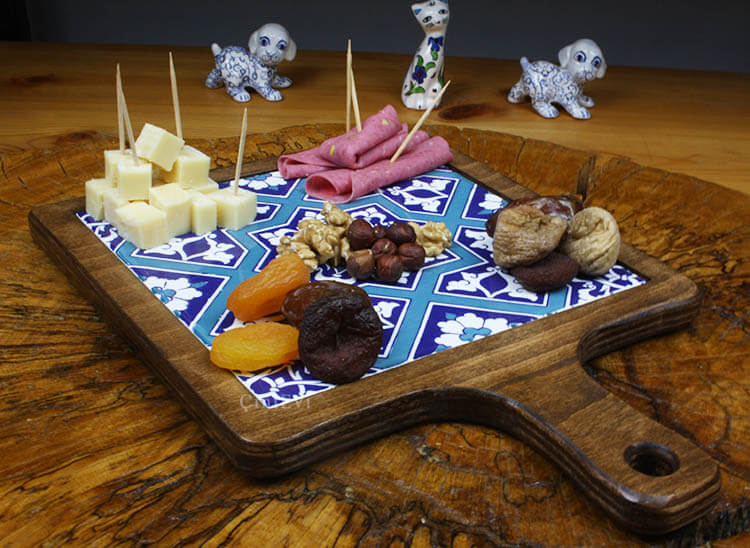 Blue White Wooden Presentation Tray